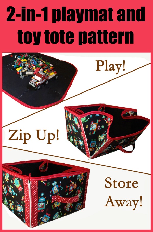 2-in-1 playmat and toy tote sewing pattern - Sew Modern Bags