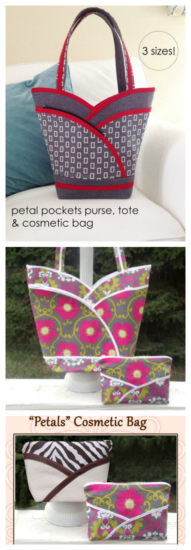 Petal purse tote and cosmetic bag pattern - Sew Modern Bags
