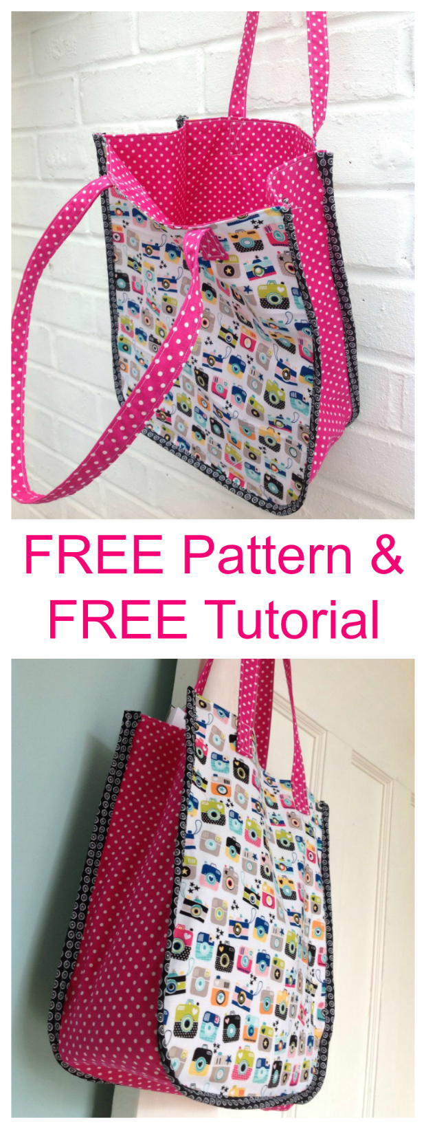 Instamatic Tote Bag FREE Sewing Pattern Tutorial Sew Modern Bags
