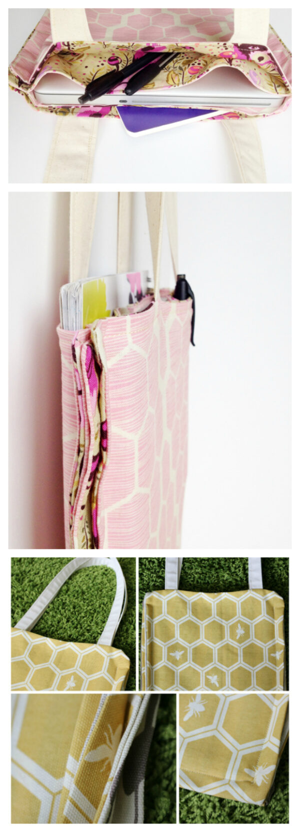 The Triplet Tote Bag FREE sewing pattern & tutorial - Sew Modern Bags