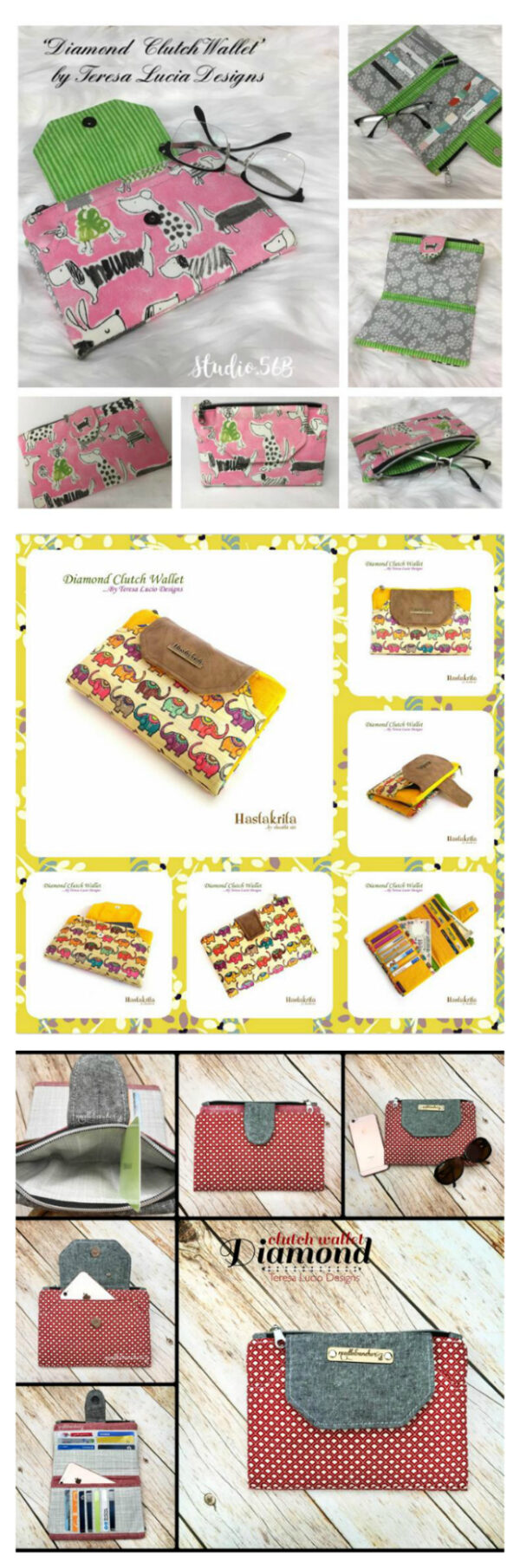 Diamond Clutch Wallet pattern - Sew Modern Bags