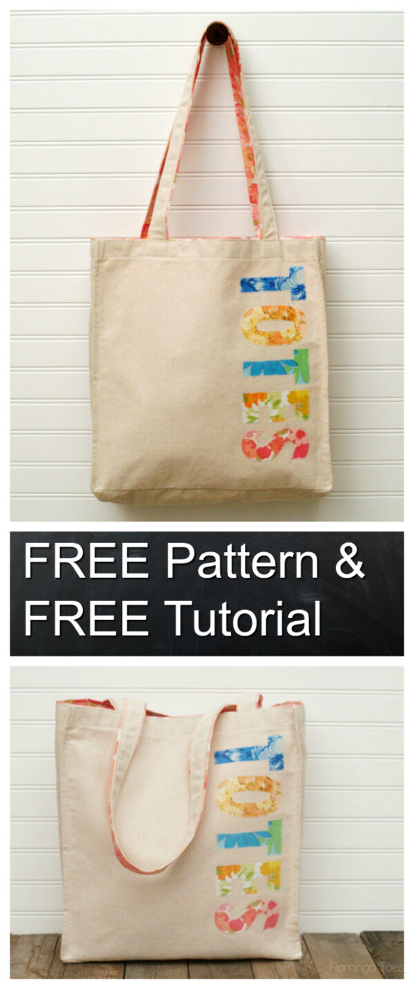 "Totes" Canvas Tote Bag FREE sewing pattern and tutorial - Sew Modern Bags