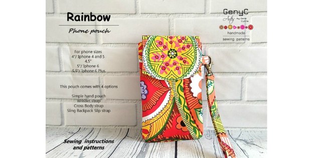 Rainbow phone pouch pattern - Sew Modern Bags