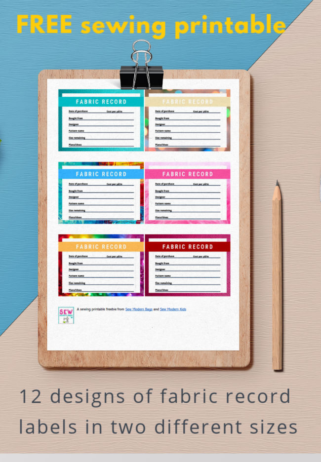 Fabric Record Labels free sewing printable - Sew Modern Bags