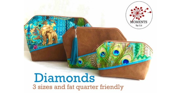 Diamonds Pouches (3 sizes) sewing pattern with video - Sew Modern Bags
