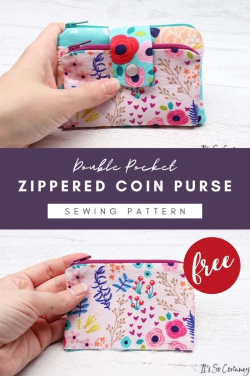 Double Pocket Zippered Coin Purse free sewing pattern - Sew Modern Bags