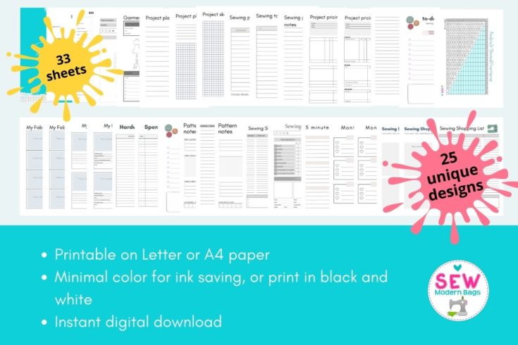Printable sewing journal and notebook - Sew Modern Bags