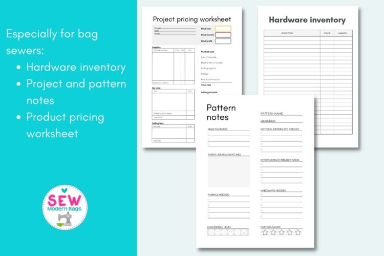 Printable sewing journal and notebook - Sew Modern Bags