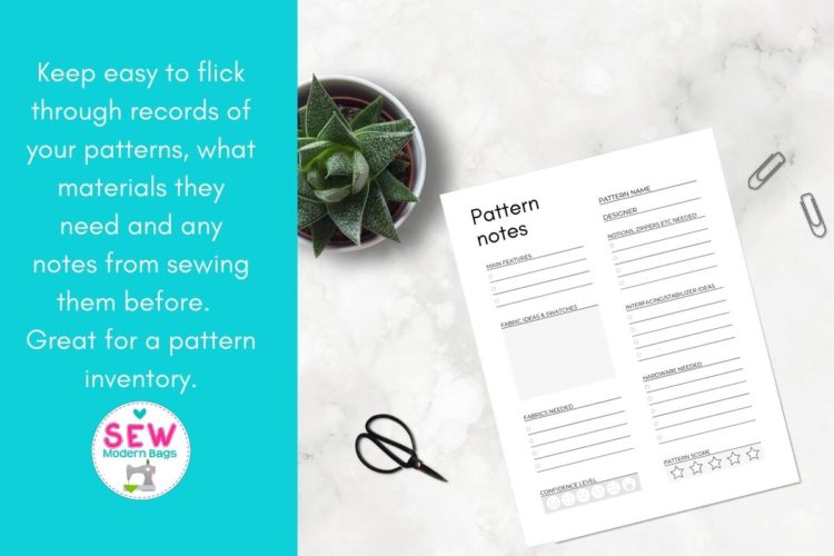 Printable sewing journal and notebook - Sew Modern Bags