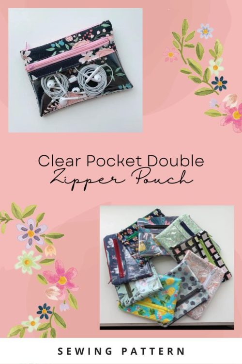 Clear Pocket Double Zipper Pouch sewing pattern - Sew Modern Bags