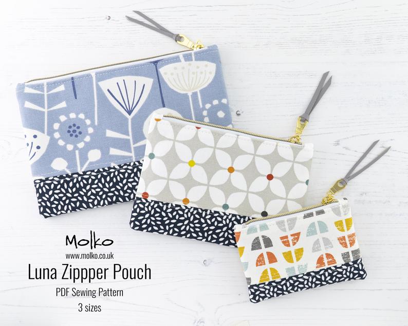 Luna Zipper Pouch sewing pattern (3 sizes) - Sew Modern Bags