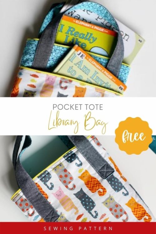 Pocket Tote Library Bag FREE sewing pattern - Sew Modern Bags