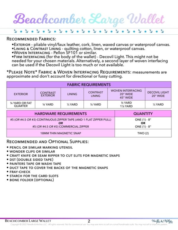 Beachcomber Large Wallet and Beachcomber Folio sewing pattern (2 ...