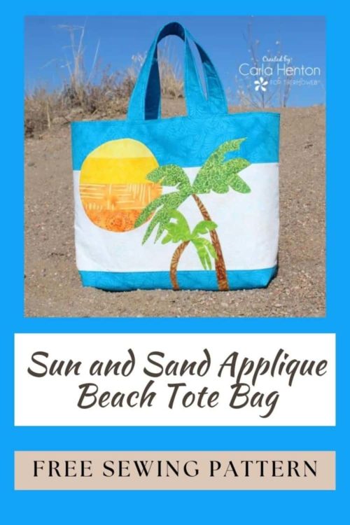 Sun and Sand Applique Beach Tote Bag FREE sewing pattern - Sew Modern Bags