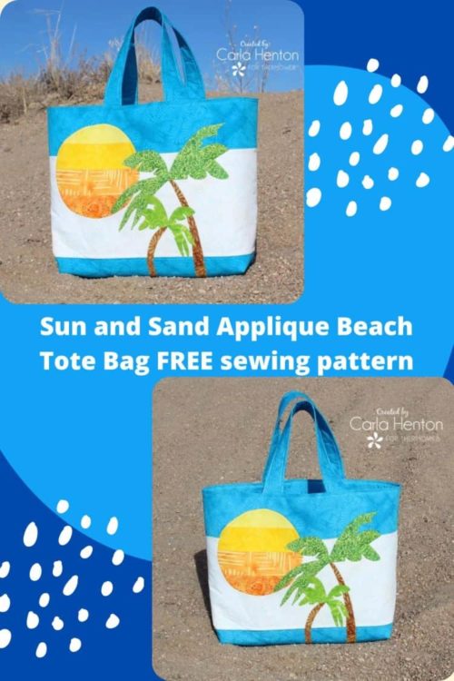 Sun and Sand Applique Beach Tote Bag FREE sewing pattern - Sew Modern Bags
