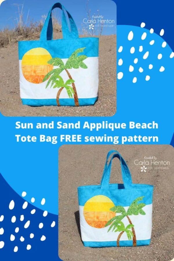 Sun and Sand Applique Beach Tote Bag FREE sewing pattern - Sew Modern Bags