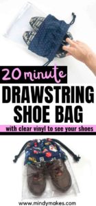 Clear Drawstring Shoe Bag FREE sewing pattern (3 sizes) - Sew Modern Bags