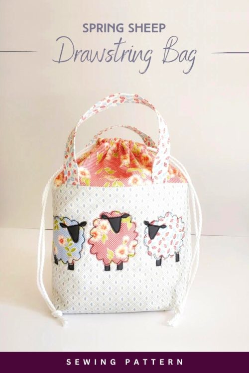 Spring Sheep Drawstring Bag sewing pattern - Sew Modern Bags