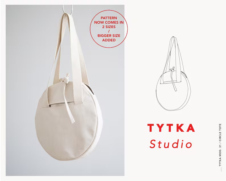 Circle Tote Bag sewing pattern (2 sizes + video) - Sew Modern Bags