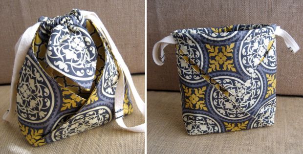 Origami Drawstring Bag FREE sewing tutorial - Sew Modern Bags