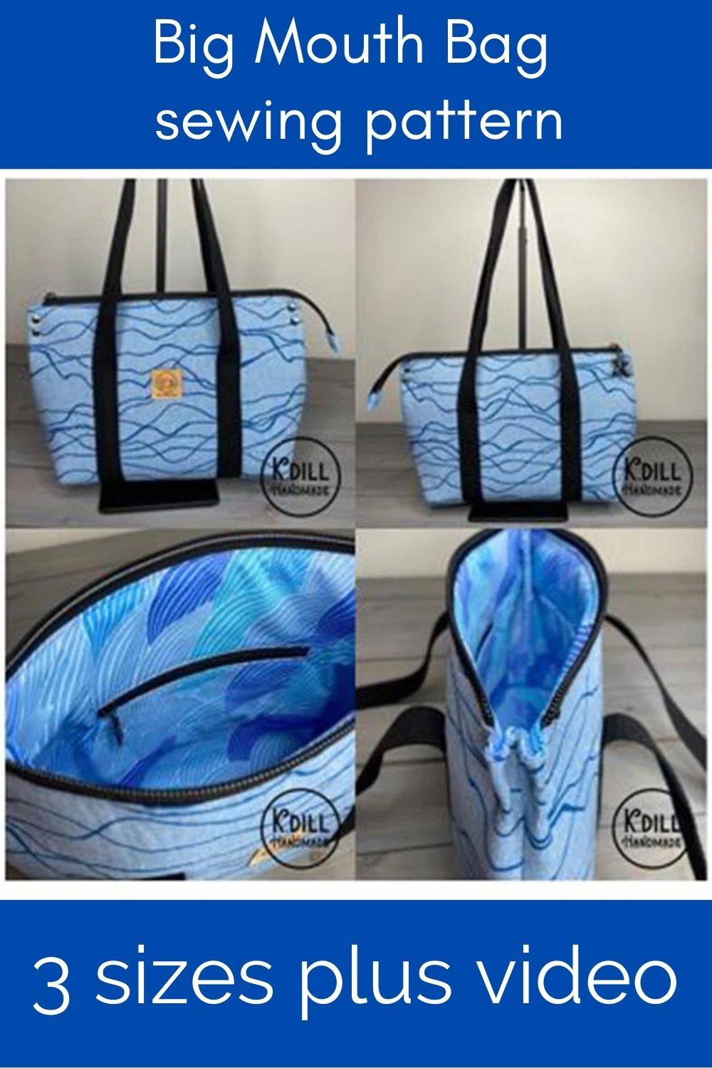 The Big Mouth Bag sewing pattern (3 sizes + video) - Sew Modern Bags