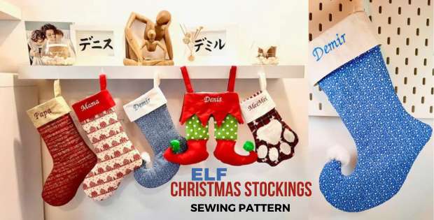 Elf Christmas Stockings sewing pattern (4 different designs + video ...