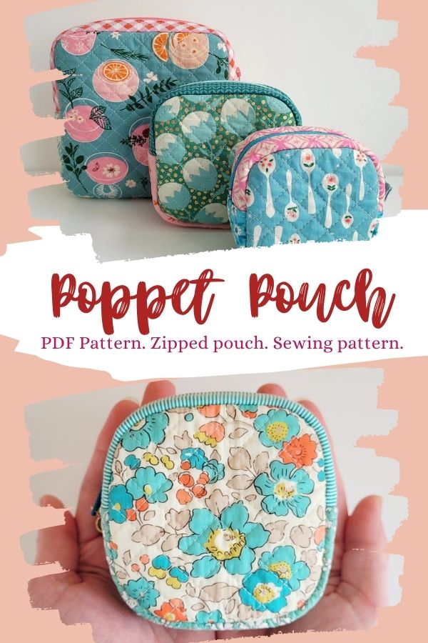 Poppet pouch. PDF Pattern. Zipped pouch Sewing pattern. - Sew Modern Bags