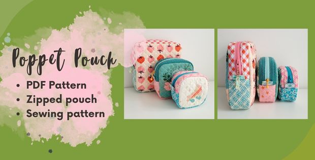 Poppet pouch. PDF Pattern. Zipped pouch Sewing pattern. - Sew Modern Bags