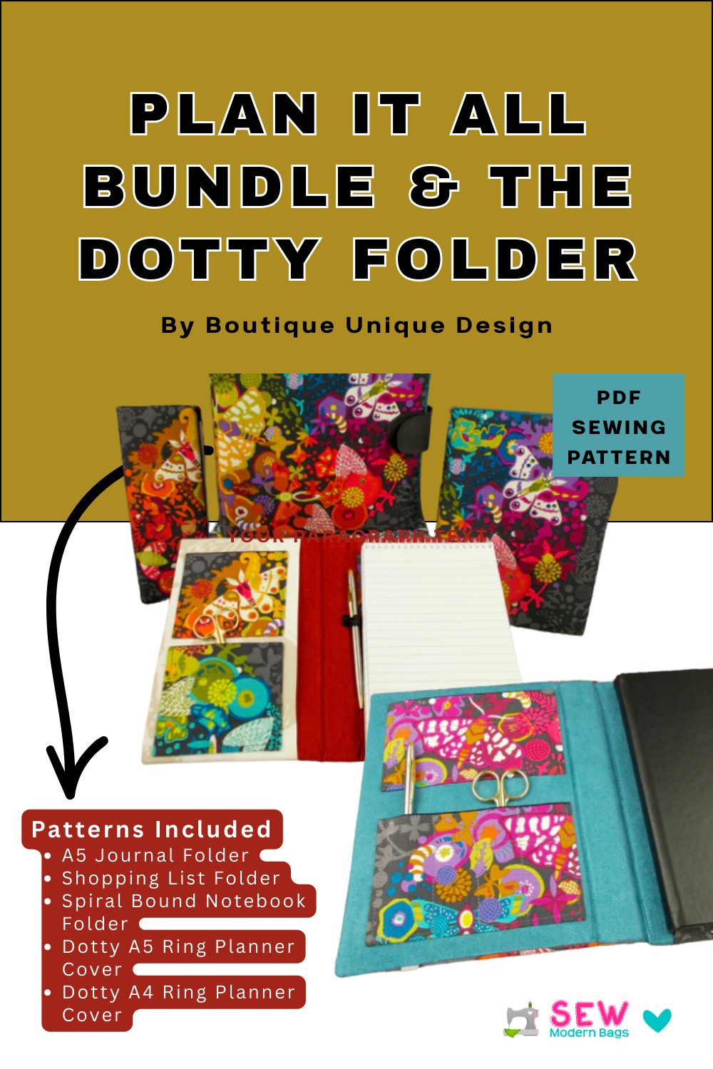 Plan It All Bundle + The Dotty Folder Sewing Pattern by Boutique Unique ...